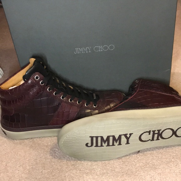 Jimmy Choo | Shoes | Croc Embossed Leather Jimmy Choo 4 Black Cherry ...
